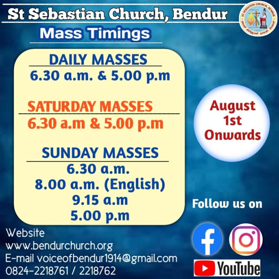 Updated – Liturgical Mass Timings from 1st August onwards – St ...